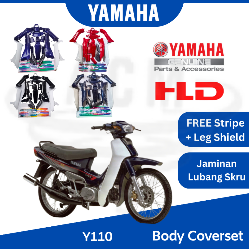 YAMAHA Y110 Body Cover Set Coverset Color Parts Kit Sticker Free Stripe Strike - A-B Dark Blue ...