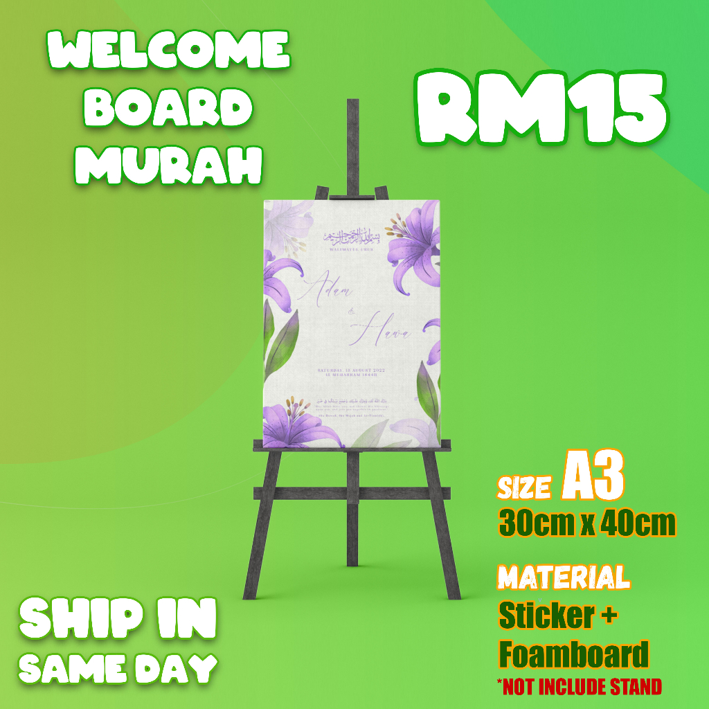 Welcome Board A3 | MURAH Wedding Signage | Papan Selamat Datang ...