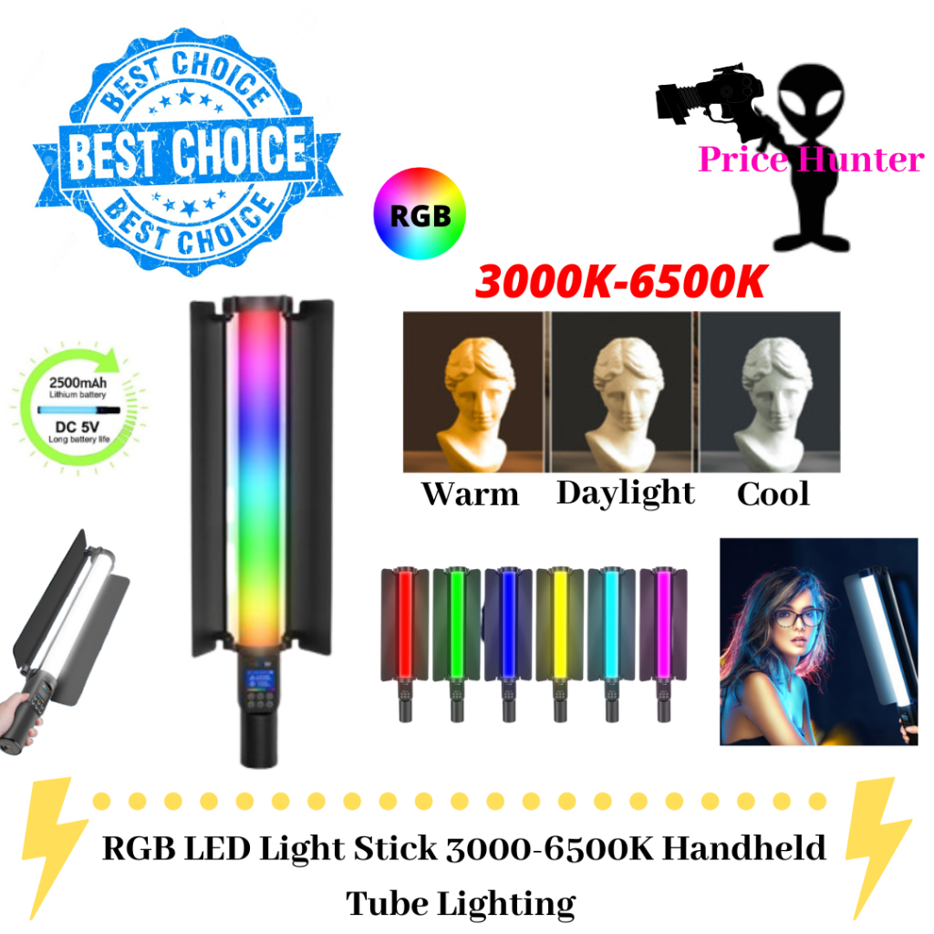 RGB LED Light Stick 3000-6500K Handheld Tube Lighting | Shopee Malaysia