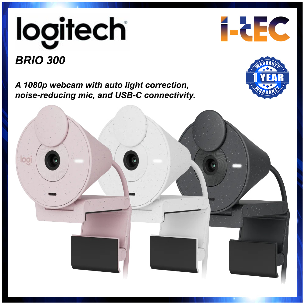 Logitech BRIO 300 1080p webcam with auto light correction, noise ...