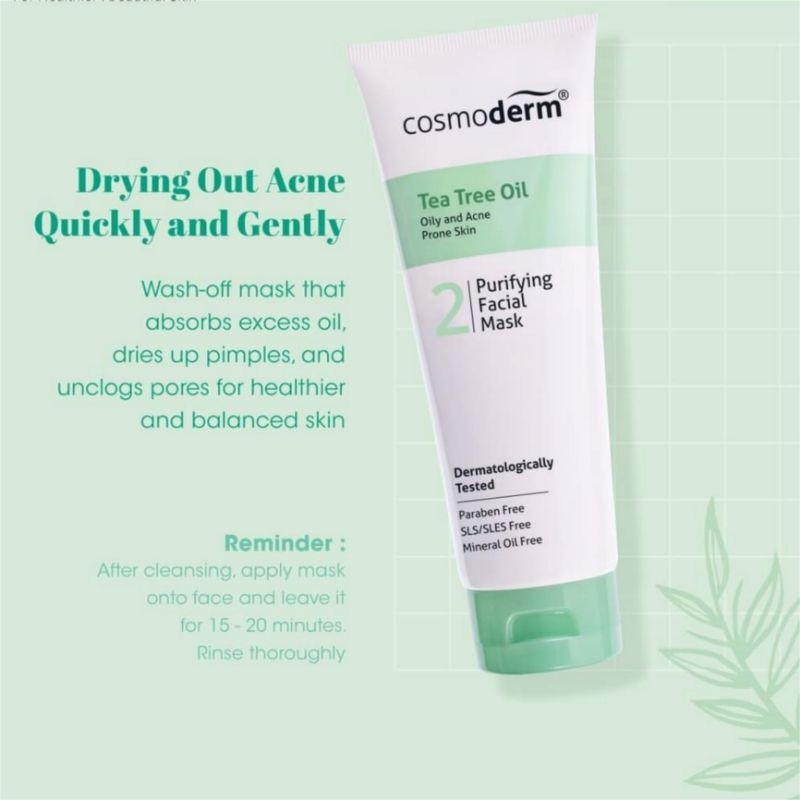 COSMODERM Tea Tree Oil Purifying Facial Mask 100ml (Mfg : JUN 2021 ...