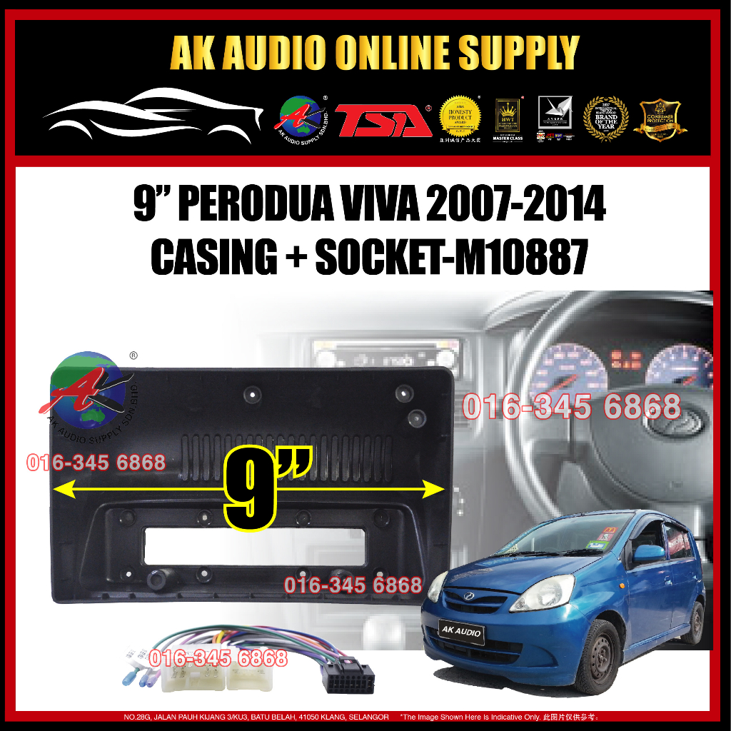 Perodua Viva ( Small ) 9" inch Android player Casing + Socket- M10887 ...