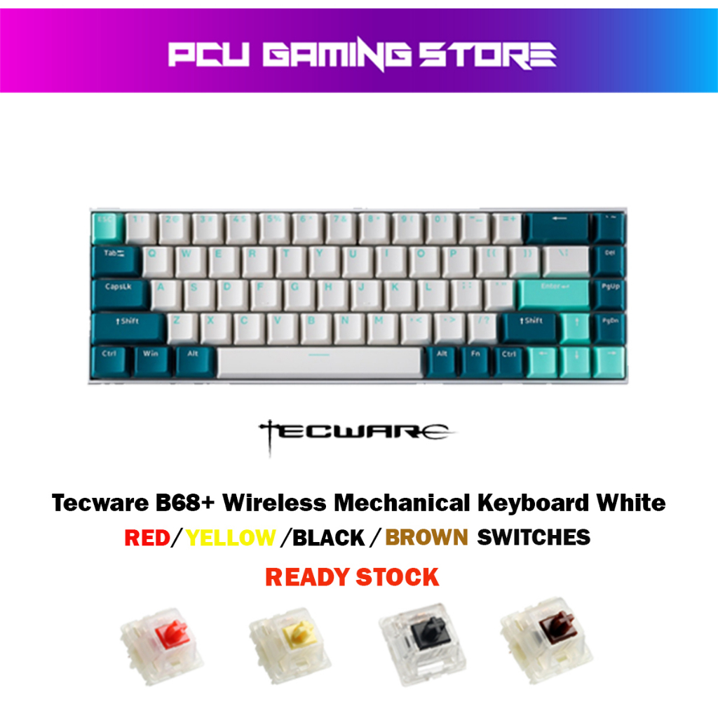 Tecware B68+ Wireless Mechanical Keyboard White - Gateron Red / Yellow ...