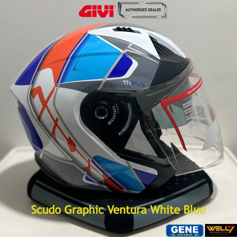 GIVI M35.0 Scudo Graphic Ventura White Blue Helmet 100% Original From ...