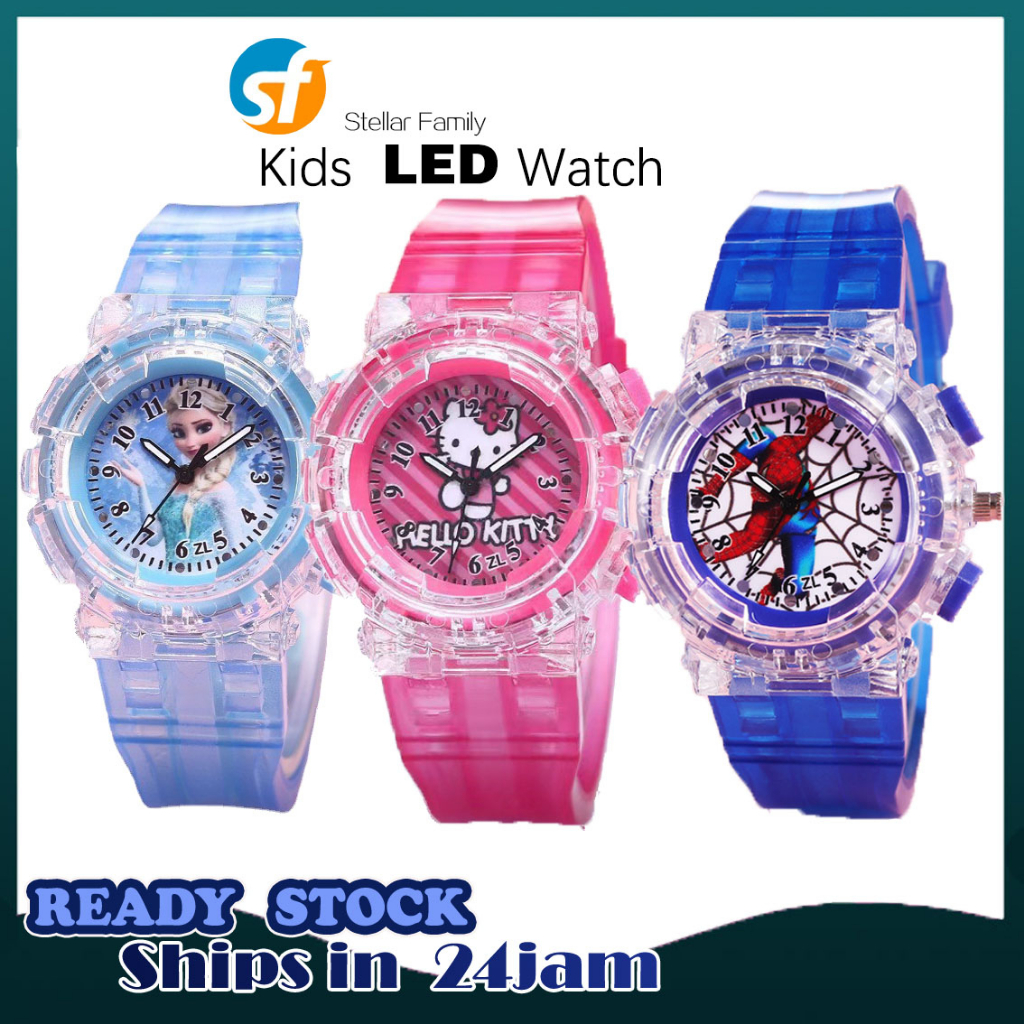 Cartoon Kids LED Light Needle Watch Analog Jam Tangan Budak Lelaki ...