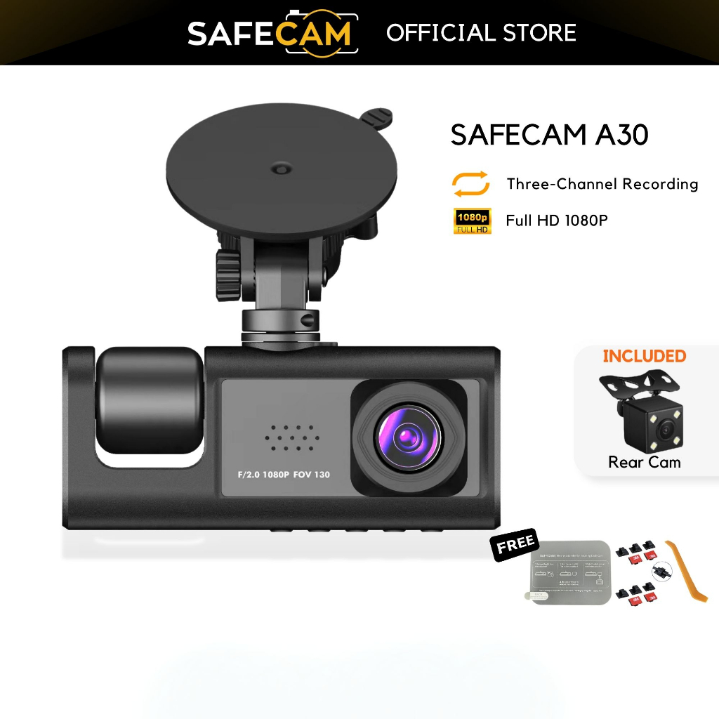 SAFECAM Three 3 Lens Camera Triple Lens Dashcam A30 | Shopee Malaysia