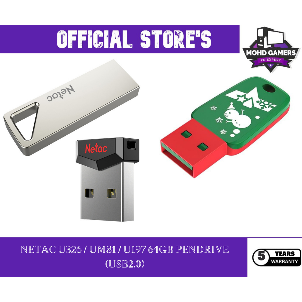 NETAC U326 / UM81 / U197 64GB PENDRIVE (USB2.0) !!5 YEARS LIMITED ...