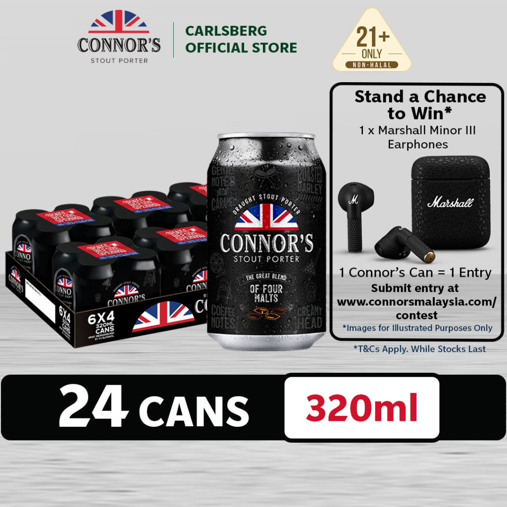 Connor's Stout Porter Can Premium Stout Beer 5.0% Alcohol (320ml x 24 ...