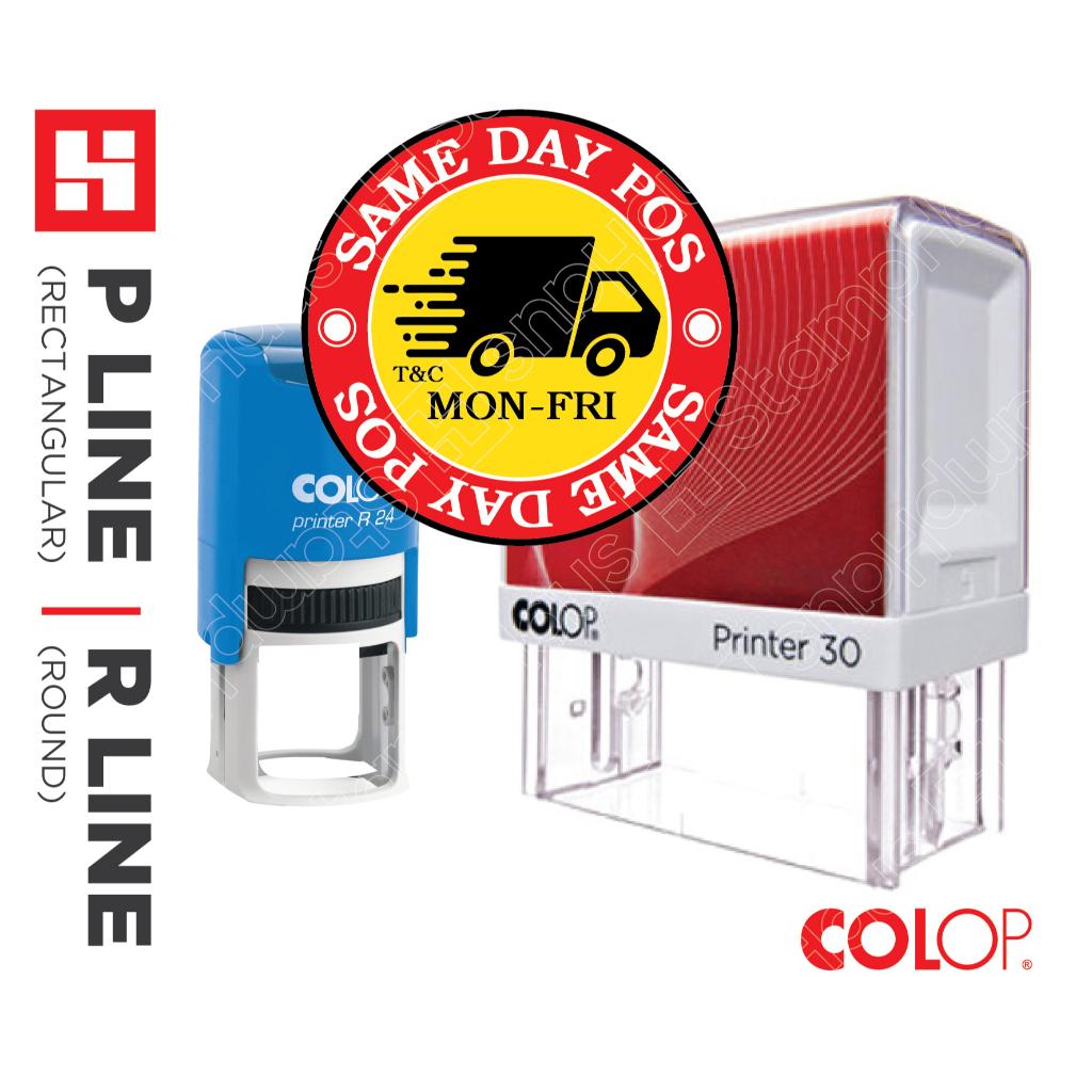 SAME DAY POS * Rubber Stamp * COLOP Printer Line | Round Stamp Self ...