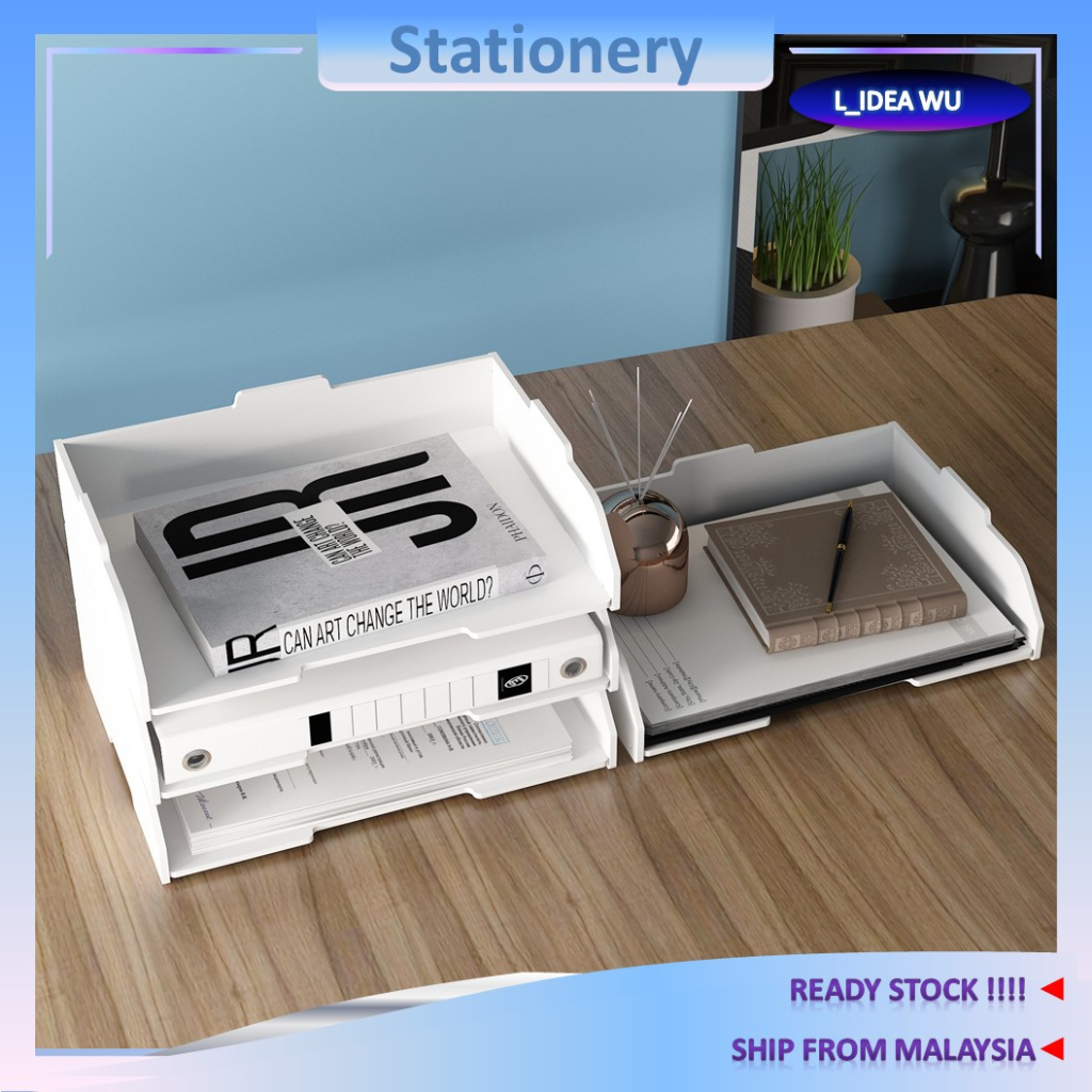 Desktop Rack Office File Holder Stationery Storage A4 Folder Holder Rak ...