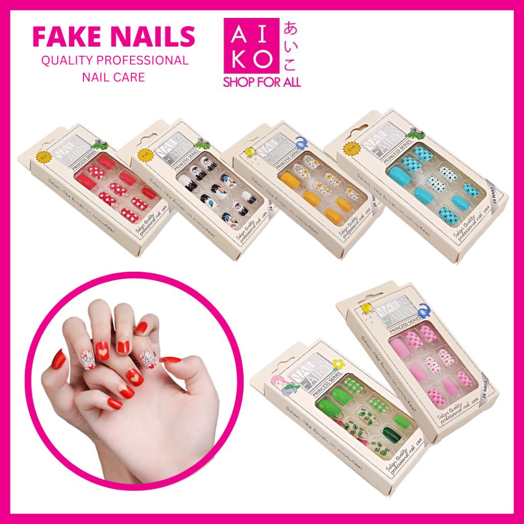 (AIKO) FAKE NAILS PRINCESS SERIES QUALITY PROFESSIONAL NAIL CARE 24PCS ...
