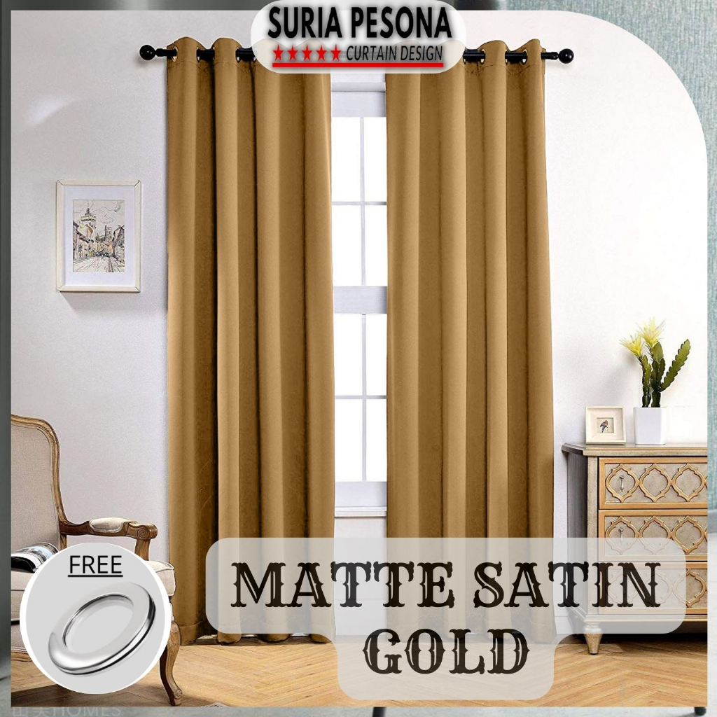 8# YELLOW GOLD - Matte satin Langsir Semi-Blackout For Windows,Room and ...