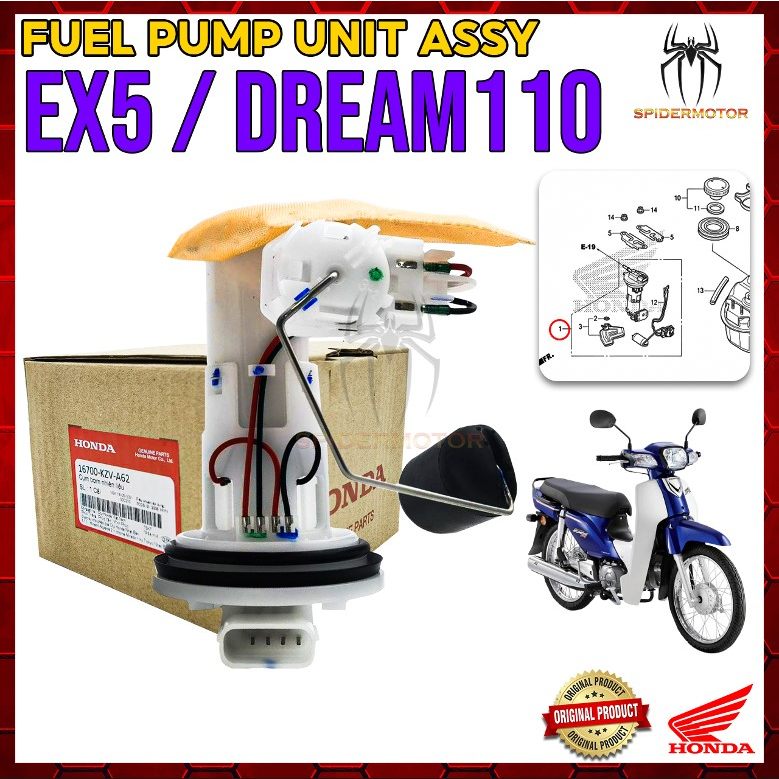 100% Original Honda EX5 / Dream110 FI / Dream 110 Fuel Pump Assy / Petrol Pam / Tangki Pam 16700 ...