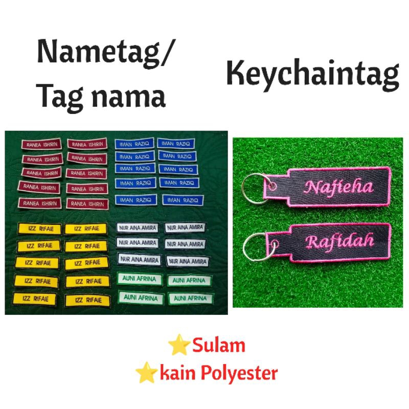 💥Nametag sekolah, keychain tag sulam | Shopee Malaysia
