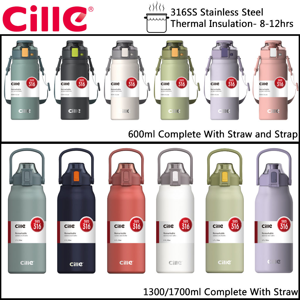 Cille 600ml/670ml/1.3L/1.7L 316SS Stainless Steel Vacuum Flask ...