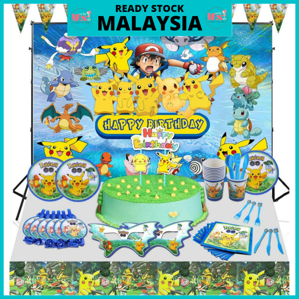 POKEMON Theme Birthday Party Set party decorations plate snack box ...