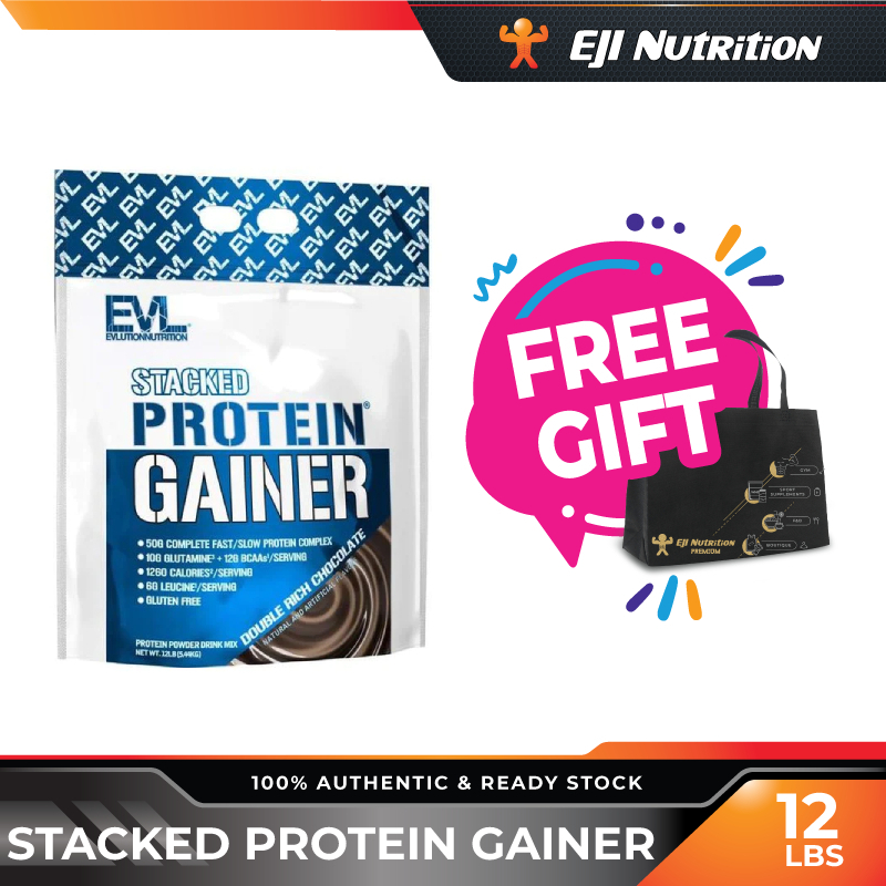 [HALAL Weight Gainer] EVL Stacked Protein Gainer, 12lbs FREE ECO Bag ...