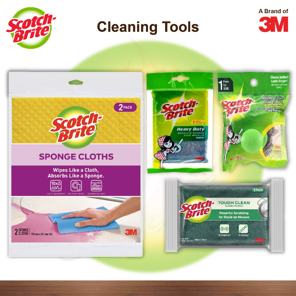 3M Scotch Brite Scrub Sponge / Metallic Sponge / Stainless Steel Spiral ...