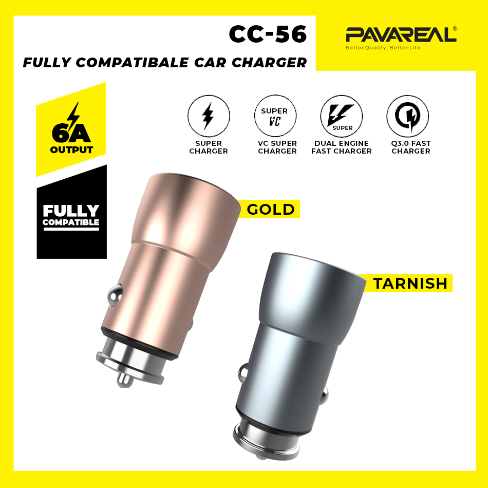 PAVAREAL PA-CC56 QC3.0 Fast Charging 6A Car Charger VOOC Super Fast Charge | Shopee Malaysia