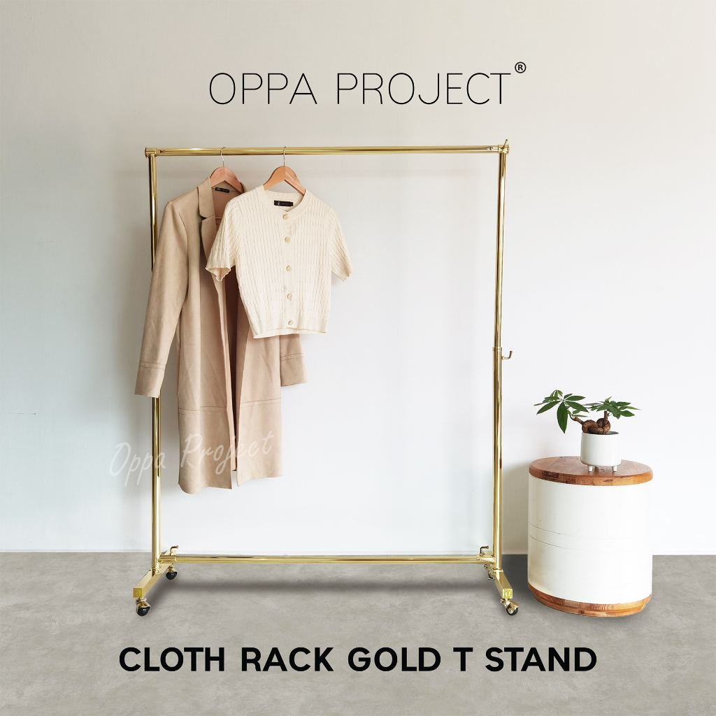 OPPA PROJECT 1008 Gold Stand Garment Rack for Hanging Clothes, Strong ...
