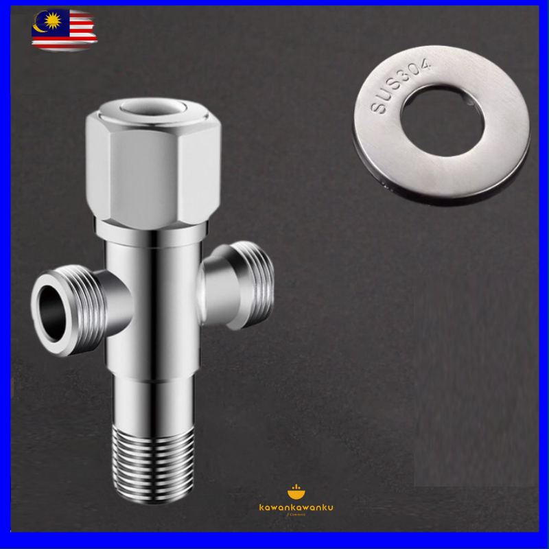 TWO WAY ANGLE VALVE G1/2 Stainless Steel SUS304 Angle Valve Bathroom ...