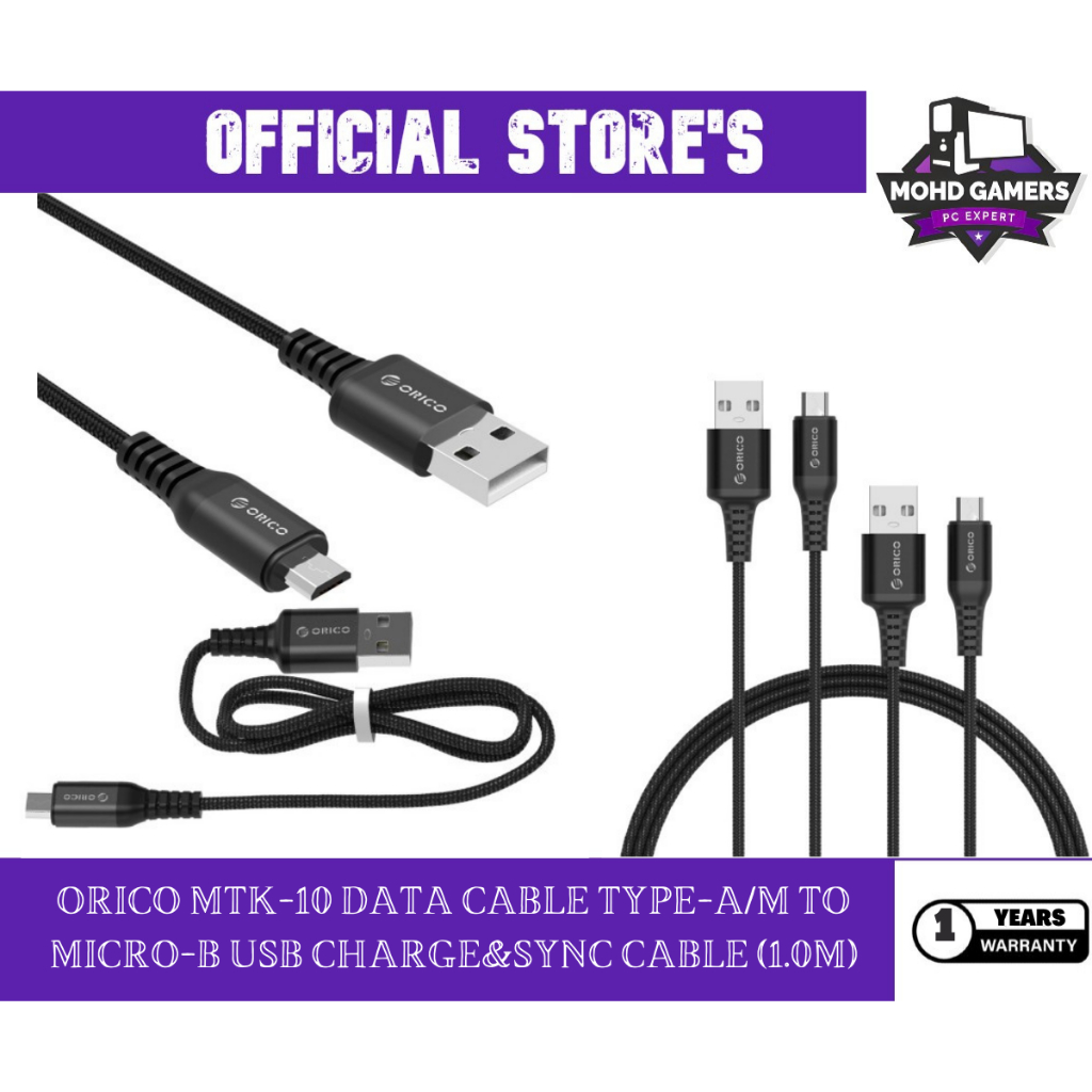 ORICO MTK-10 DATA CABLE TYPE-A/M TO MICRO-B USB CHARGE&SYNC CABLE (1.0M ...