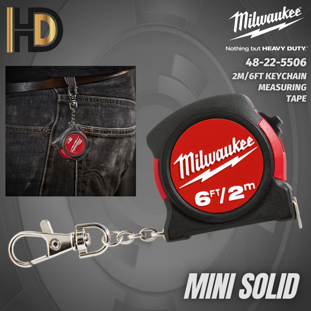 Milwaukee 2M / 6FT Keychain Measuring Tape / Mini Solid Measuring Tape ...