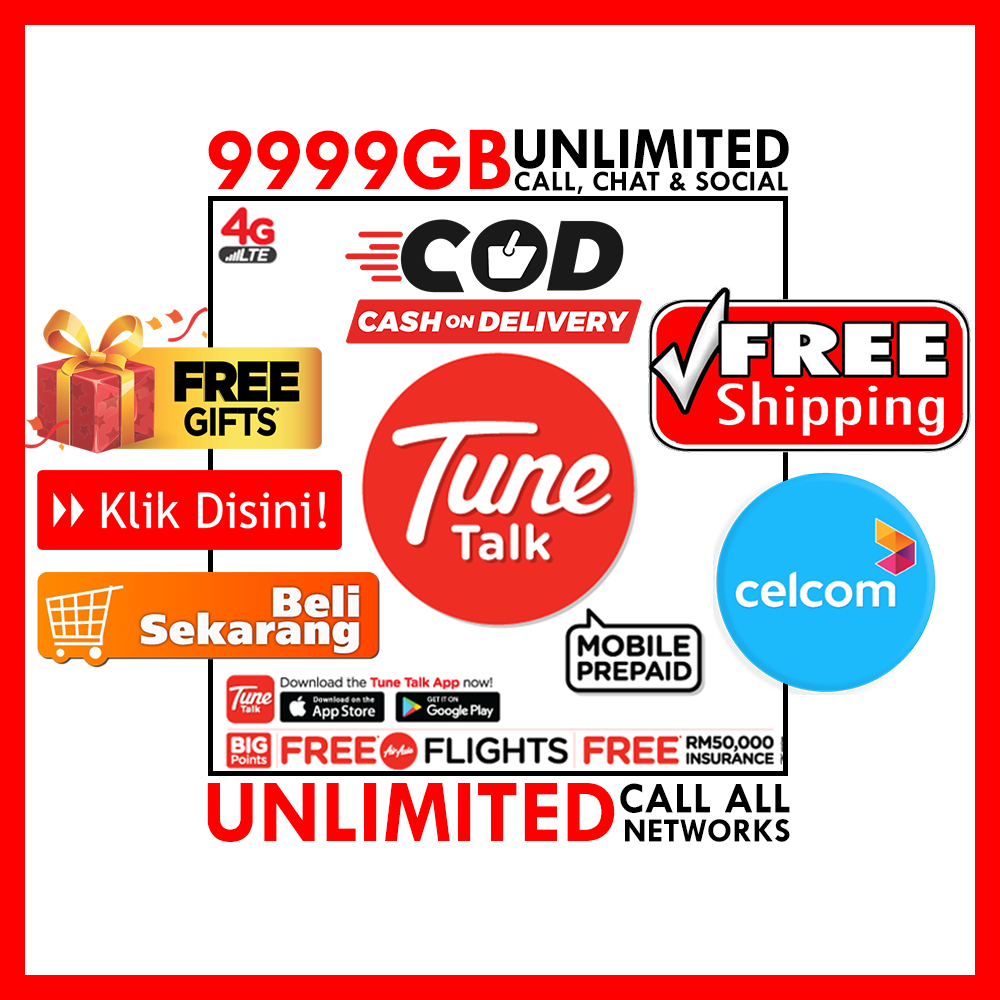 FREE Tunetalk Sim Card Free Shipping Unlimited Internet Data + Call ...