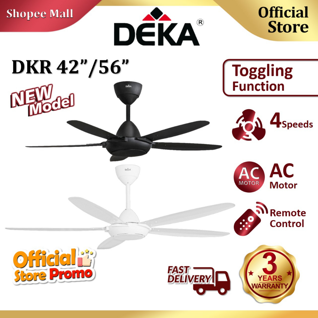 DEKA DKR42 42" DKR56 56" 5 Blades AC Motor with 4 Speed Remote Control ...