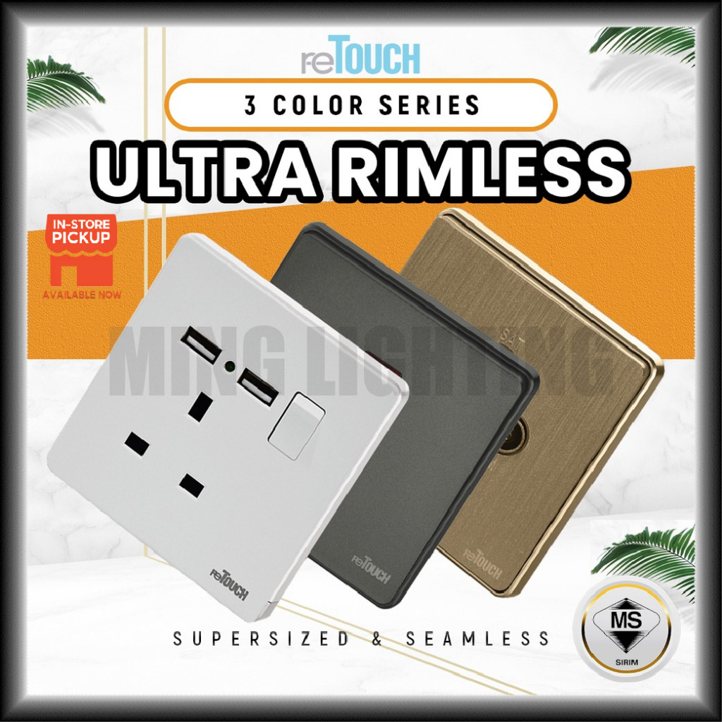 [SIRIM] Retouch Ultra Rimless Modern Socket Wall Switch Door Bell ...