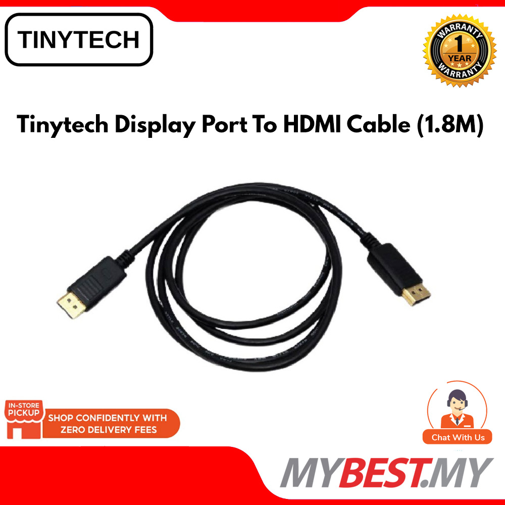 TINYTECH DISPLAY PORT TO HDMI CABLE (1.8M) | Shopee Malaysia