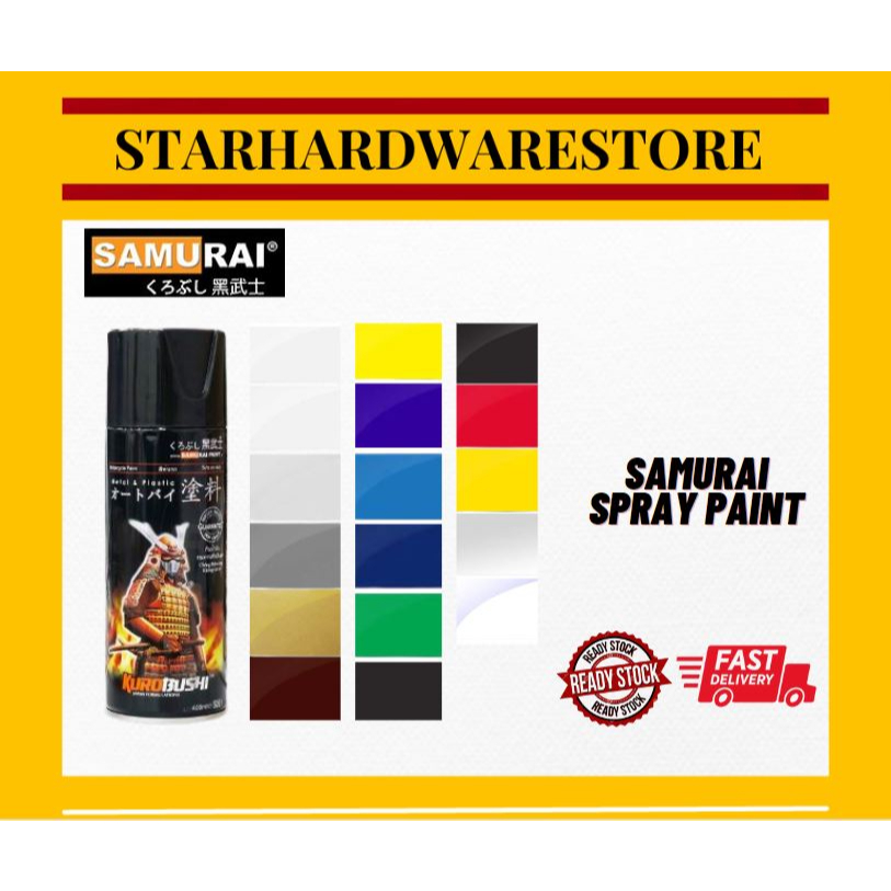 Samurai STANDARD COLOURS (400ML) Spray Paint [READY STOCK] - Spray ...