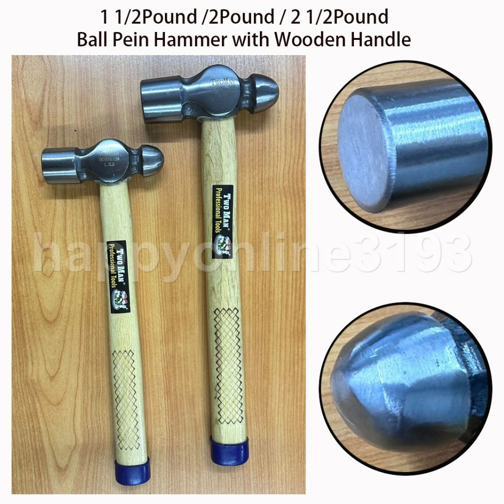 1 1/2Pound /2Pound / 2 1/2Pound Ball Pein Hammer with Wooden Handle ...