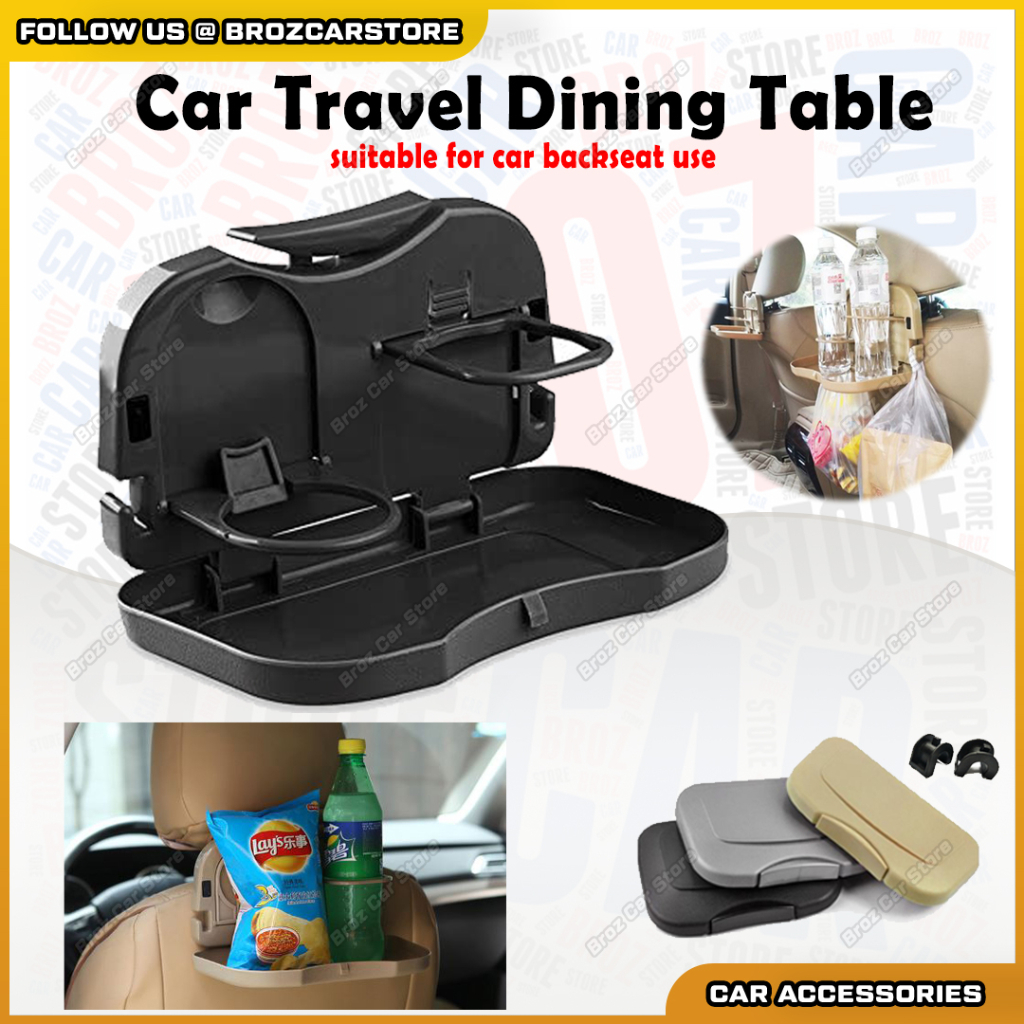 Car Foldable Trolley Travel Dining Table Back Seat Table Water Cup ...