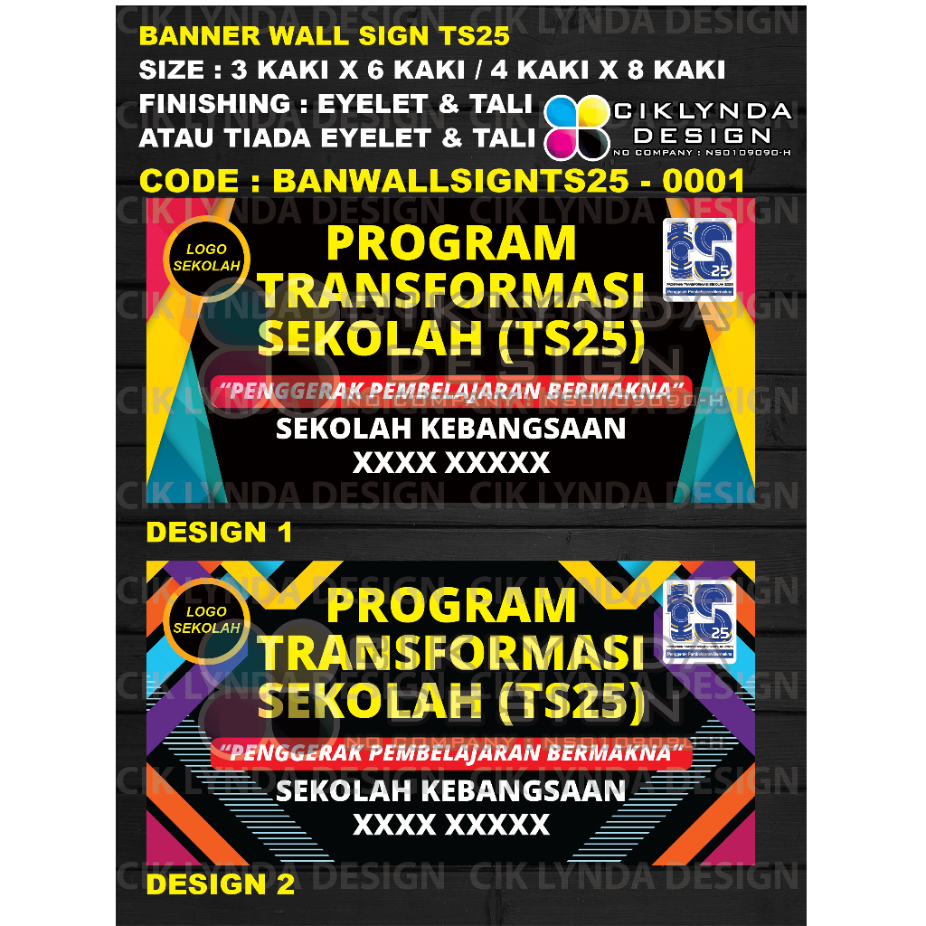 PRE-ORDER - BANNER + TIADA FINISHING (CUT TO SIZE) - WALL SIGN TS25 ...