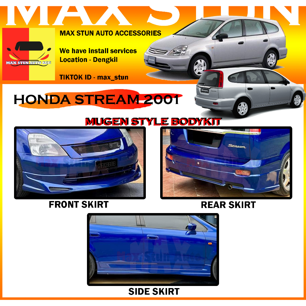 HONDA STREAM 2001-2003 MUGEN FULL SET BODYKIT MG BUMPER SKIRT LIP FRONT ...