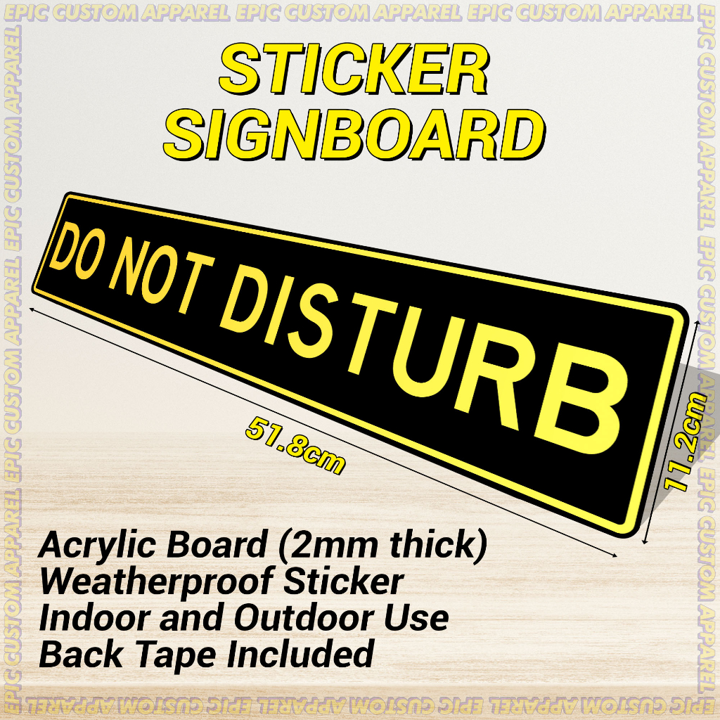 DO NOT DISTURB Gold Sticker Signboard Acrylic Material (Suitable for ...
