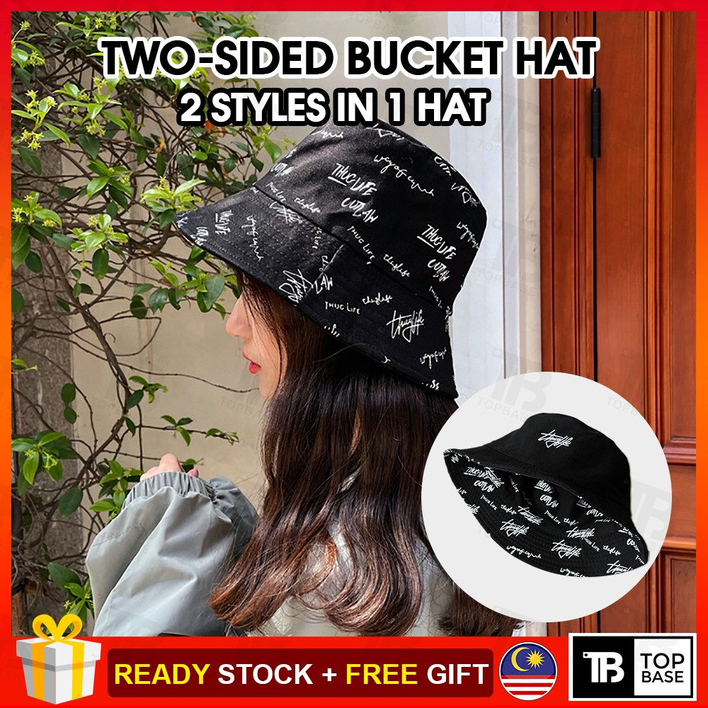 Two-Sided Fisherman Hats Embroidery Hat Bucket Hat Unisex Cap Sun Hats ...