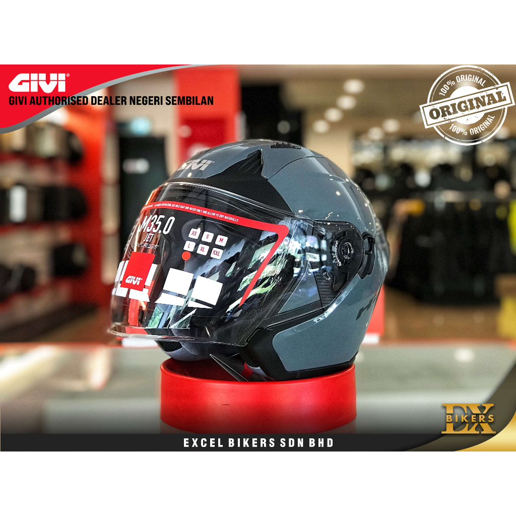 GIVI HELMET M35.0 SCUDO SOLID GREY / OPEN FACE HELMET / MOTORCYCLE ...