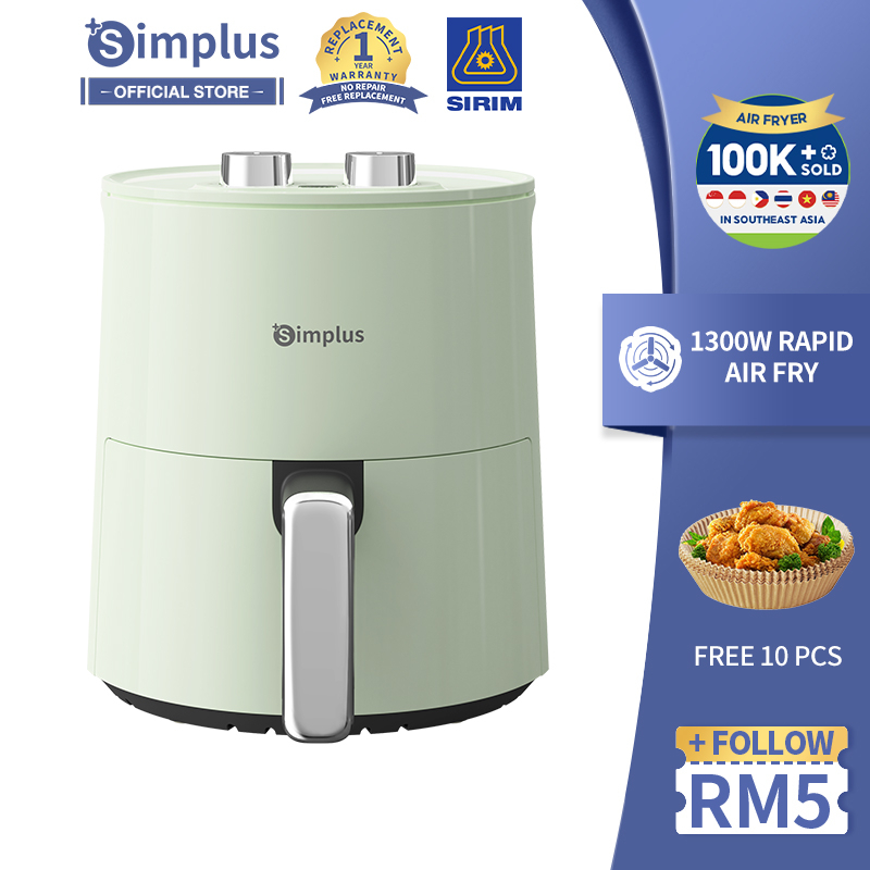Simplus Air Fryer 4.5L 1300W 8 Preset Menus 30min Preset Timer 80-200 ...