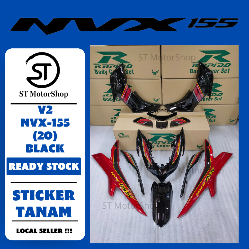 YAMAHA NV-X NVX V2 NVX-155 (20) BLACK COVER SET (STICKER TANAM) RAPIDO ...