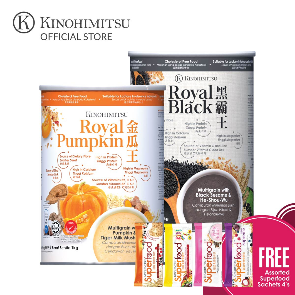 Kinohimitsu Royal Pumpkin (1kg) + Royal Black (1kg) [Free Assorted Superfood 4s] | Shopee Malaysia