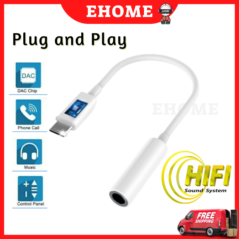 AUX to Type C Earphone Adapter Headphone Adapter 3.5 mm to Type C AUX USB C Audio Mic Adapter ...