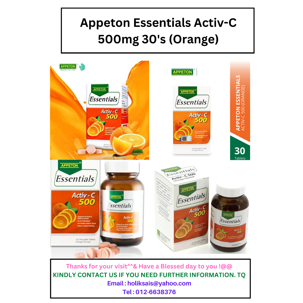 💥[ORIGINAL]💥 Appeton Essentials Activ-C 500mg 30's (Orange) | Shopee ...