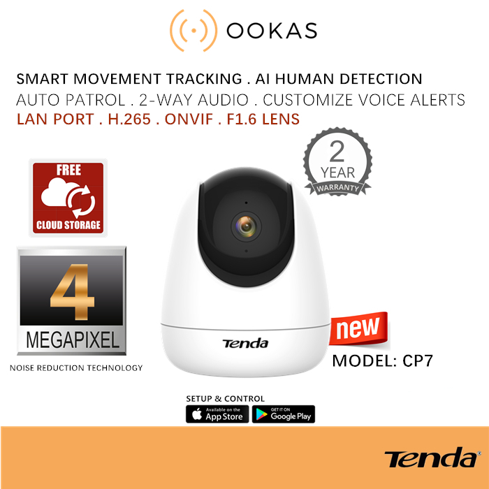 Tenda CP7/ CP6 / CP3 4MP/3MP/2MP Auto Patrol 360 Ai Smart Wireless WiFi ...