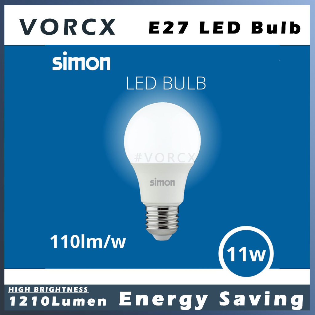 Simon 11W LED Bulb E27 6500K 1210lm High Brightness A60 | Shopee Malaysia