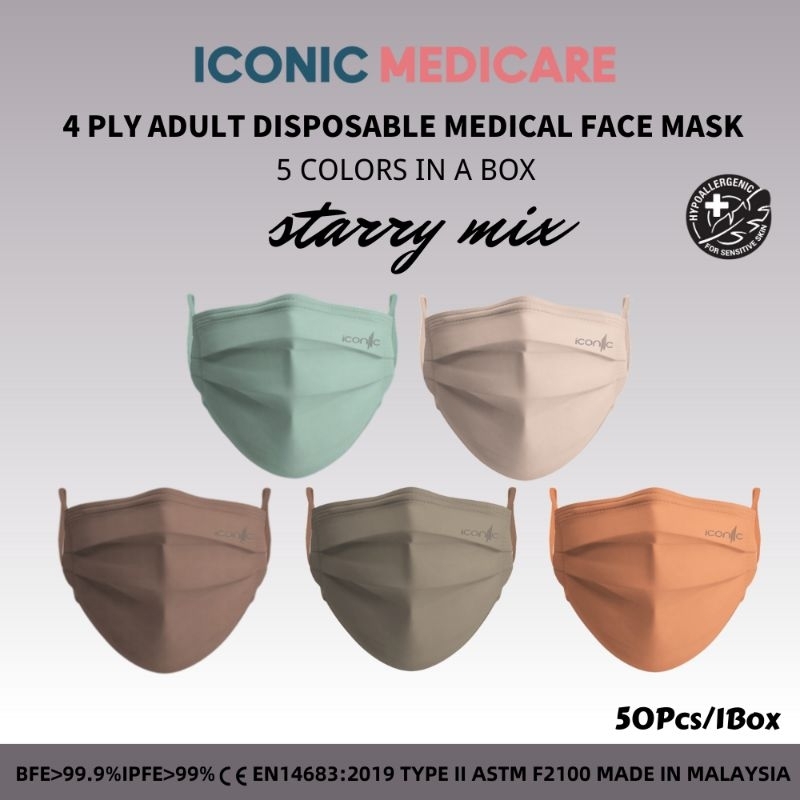 Iconic [STARRY NIGHT SERIES III ] ADULT 4 PLY MEDICAL DISPOSABLE FACE ...