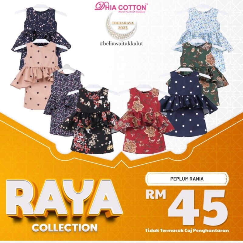 PEPLUM KIDS RANIA 5 BULAN - 3 TAHUN BY DHIA COTTON | Shopee Malaysia
