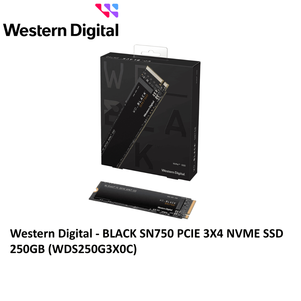 WESTERN DIGITAL BLACK SN750 250GB M.2 PCIE 3X4 NVME SSD WDS250G3X0C (NO ...