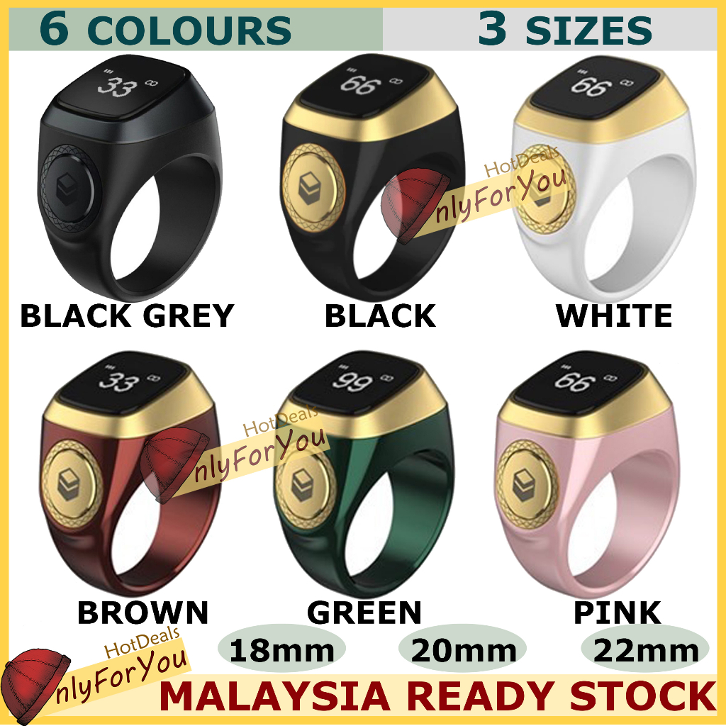 Smart Digital Tasbih Tally Counter Ring iQibla for Muslims Zikr Digital Tasbeeh Prayer Time ...